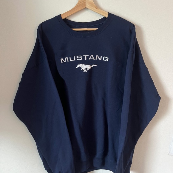 Ford | Sweaters | Navy Blue Mustang Gt Logo Ford Racing Auto F5 Bronco ...